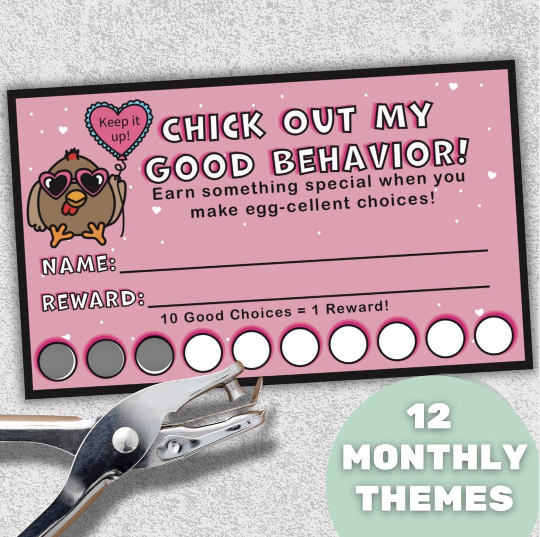 Printable Behavior Punch Cards | Monthly Chicken Theme (PDF Download ...