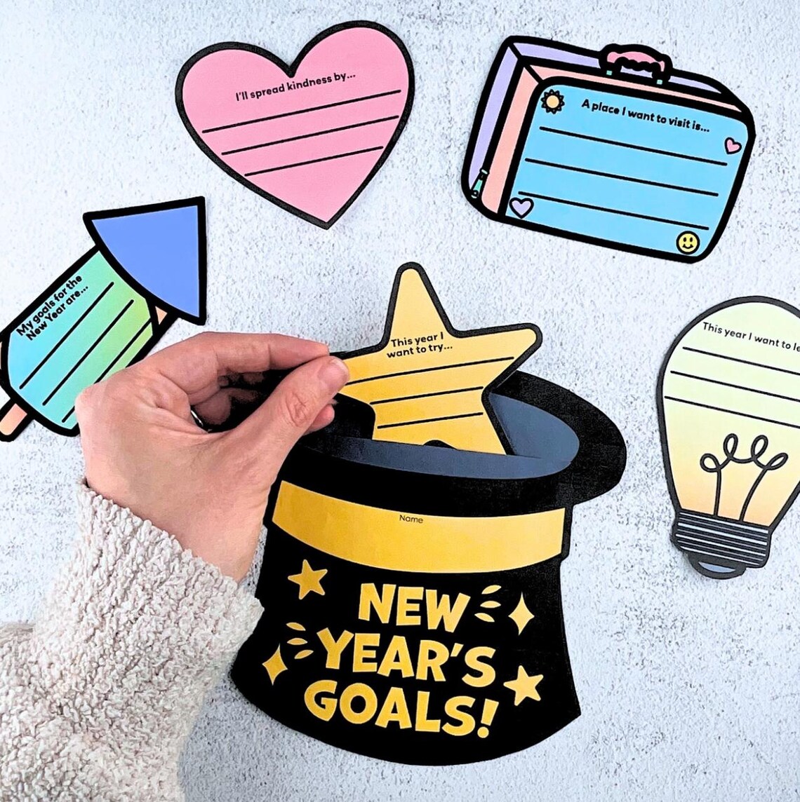 New Year’s Hat Craft for Kids | 2026 Goal Setting Writing Activity ...