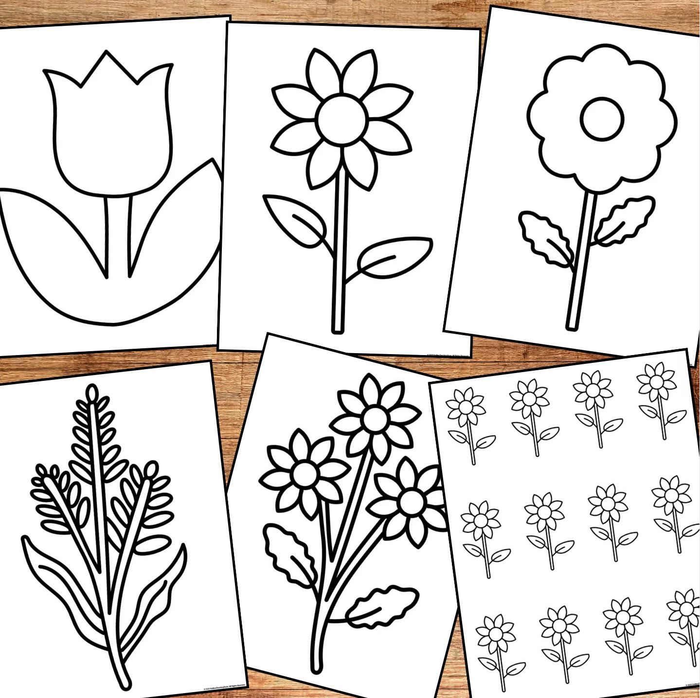 Spring Flower Templates: Coloring & Craft Stencils (digital Download ...