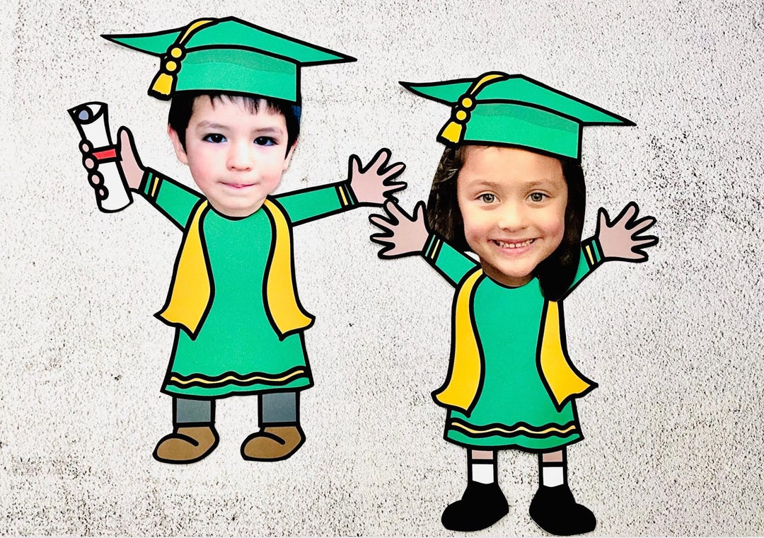 Green Graduation Cap & Gown Photo Craft | Keepsake Bulletin Board ...