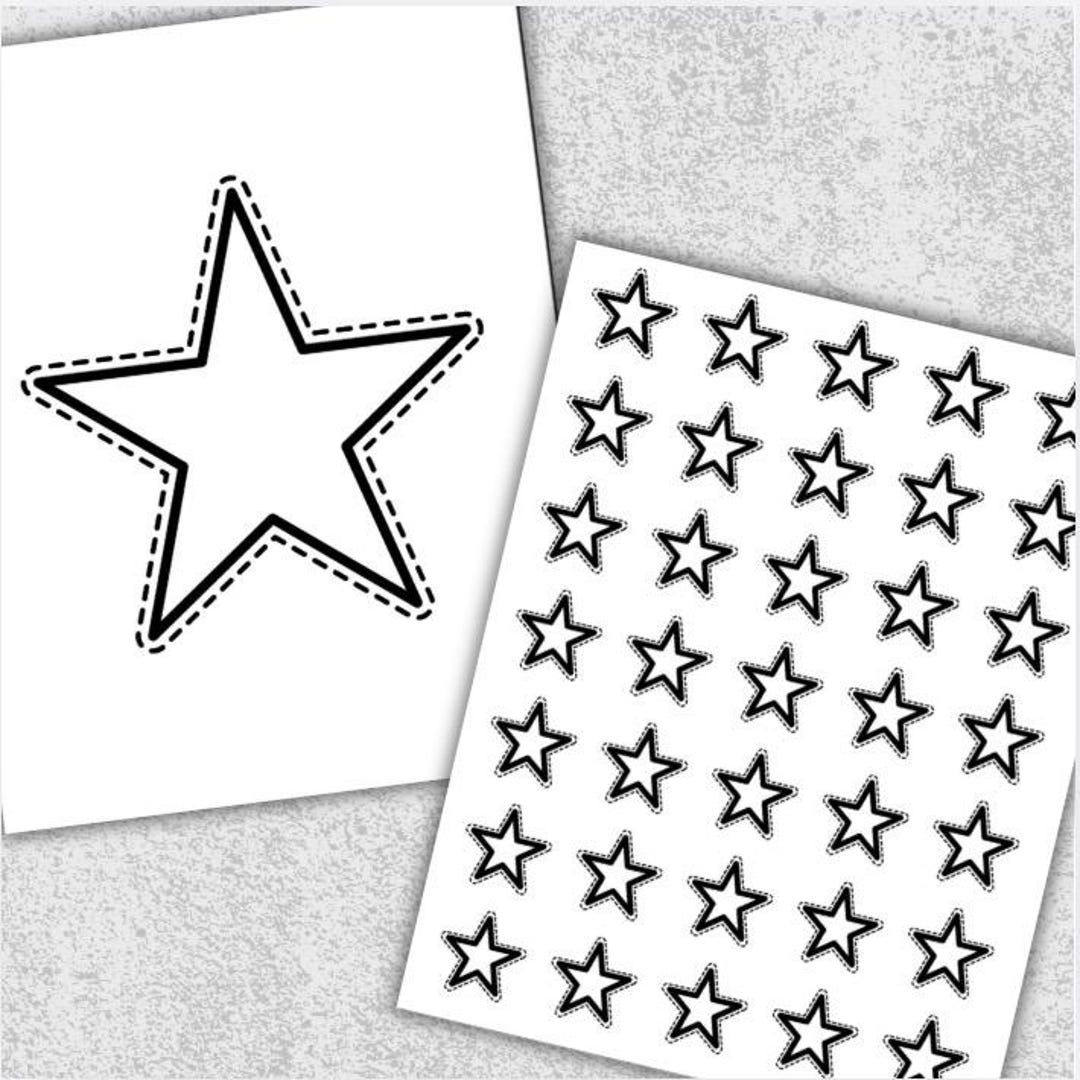 Bold Star Cut Outs Printable | 2D Star Shapes for Crafts, Bulletin ...