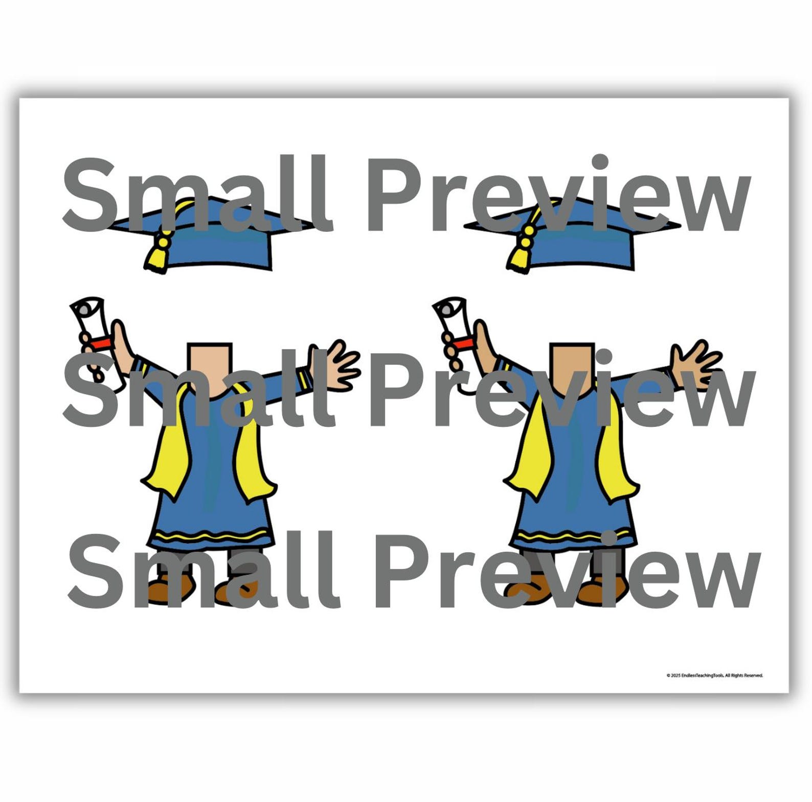 Blue Graduation Cap and Gown Template | End of Year Bulletin Board ...