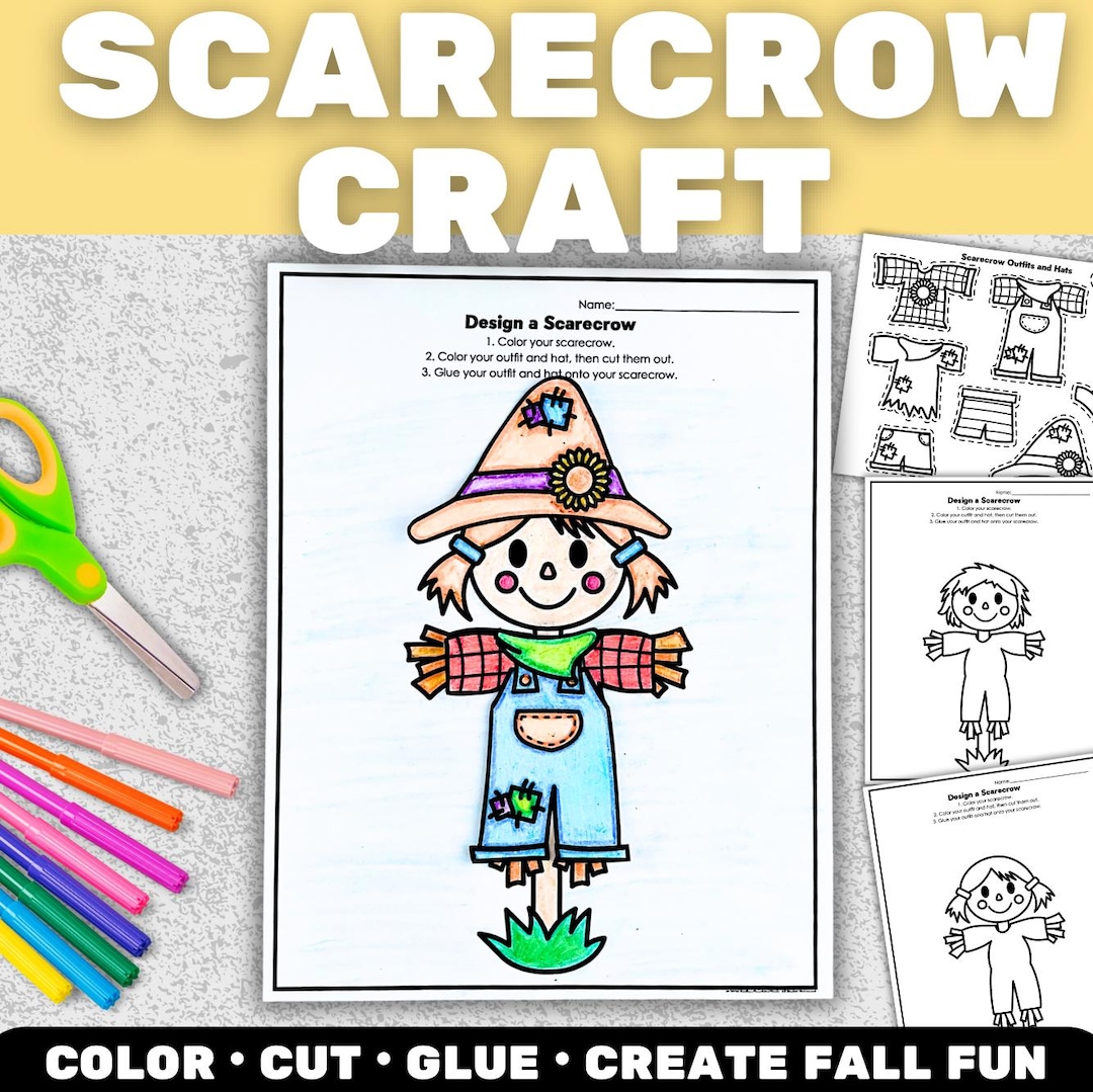 Printable Scarecrow Craft | Fall Classroom Activity (PDF Download) - Etsy