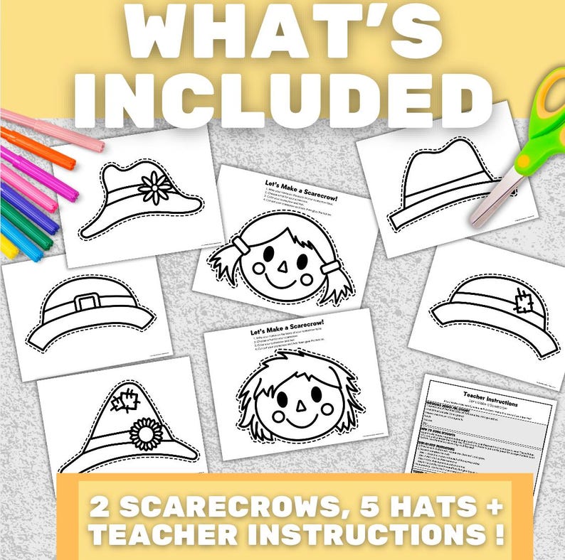 Printable Scarecrow Craft for Fall – Preschool & Kindergarten Art ...