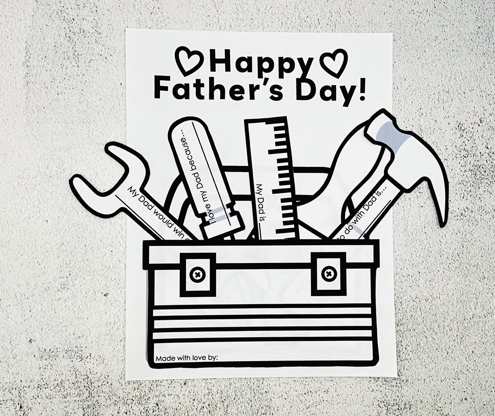 Printable Father’s Day Toolbox Craft From Kids | DIY Card or Full-page ...