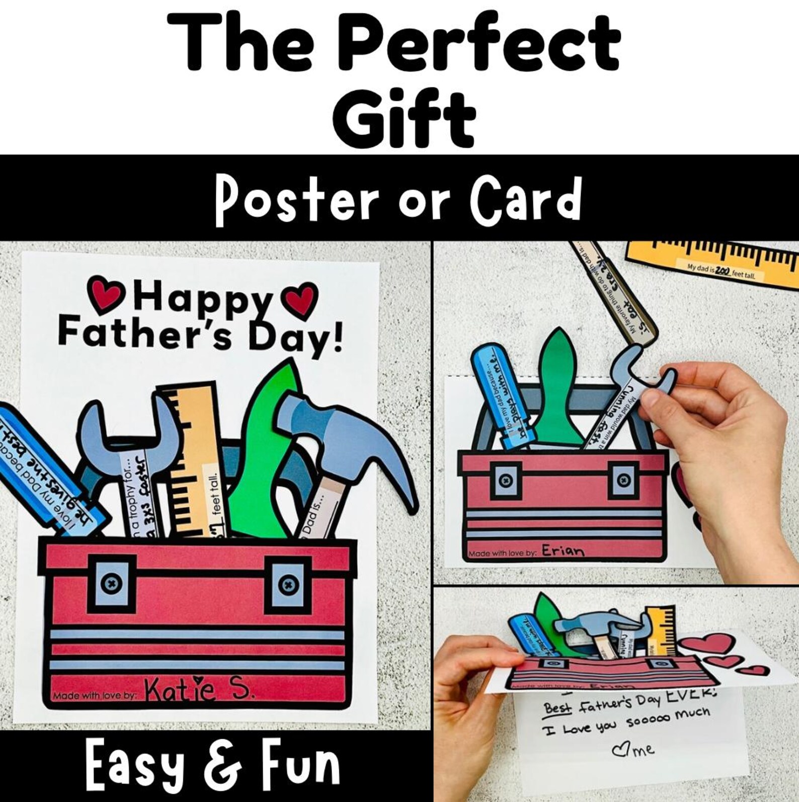 Printable Father’s Day Toolbox Craft From Kids | DIY Card or Full-page ...