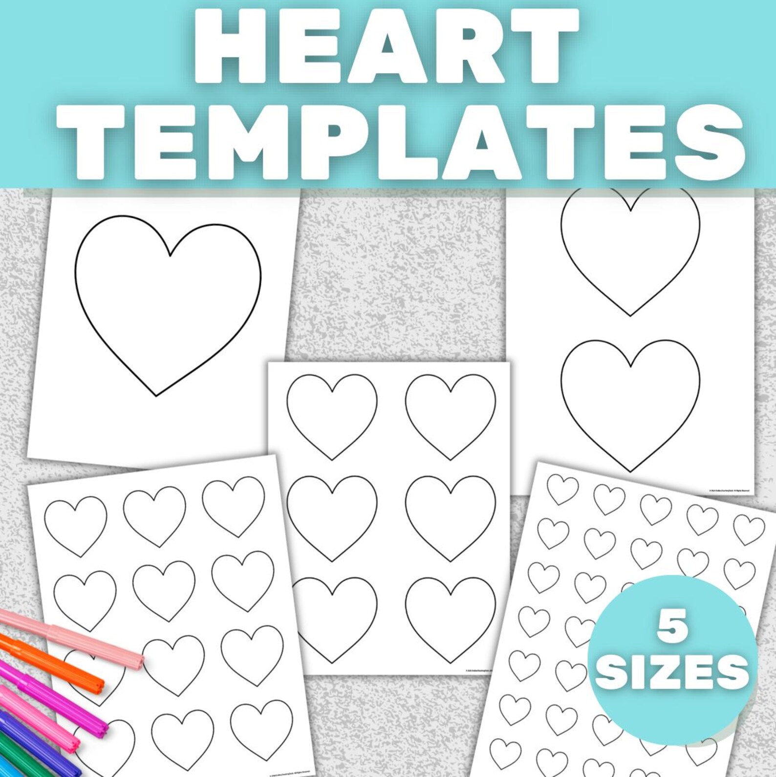 Heart Templates Printable | 2D Heart Shape Outlines for Tracing, Crafts ...