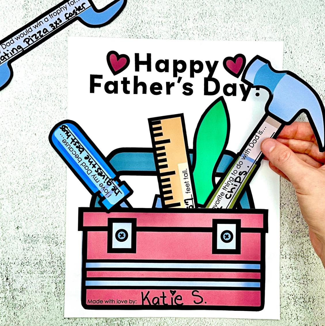 Printable Father’s Day Toolbox Craft From Kids | DIY Card or Full-page ...