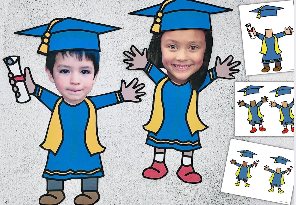 Blue Graduation Cap and Gown Template | End of Year Bulletin Board ...