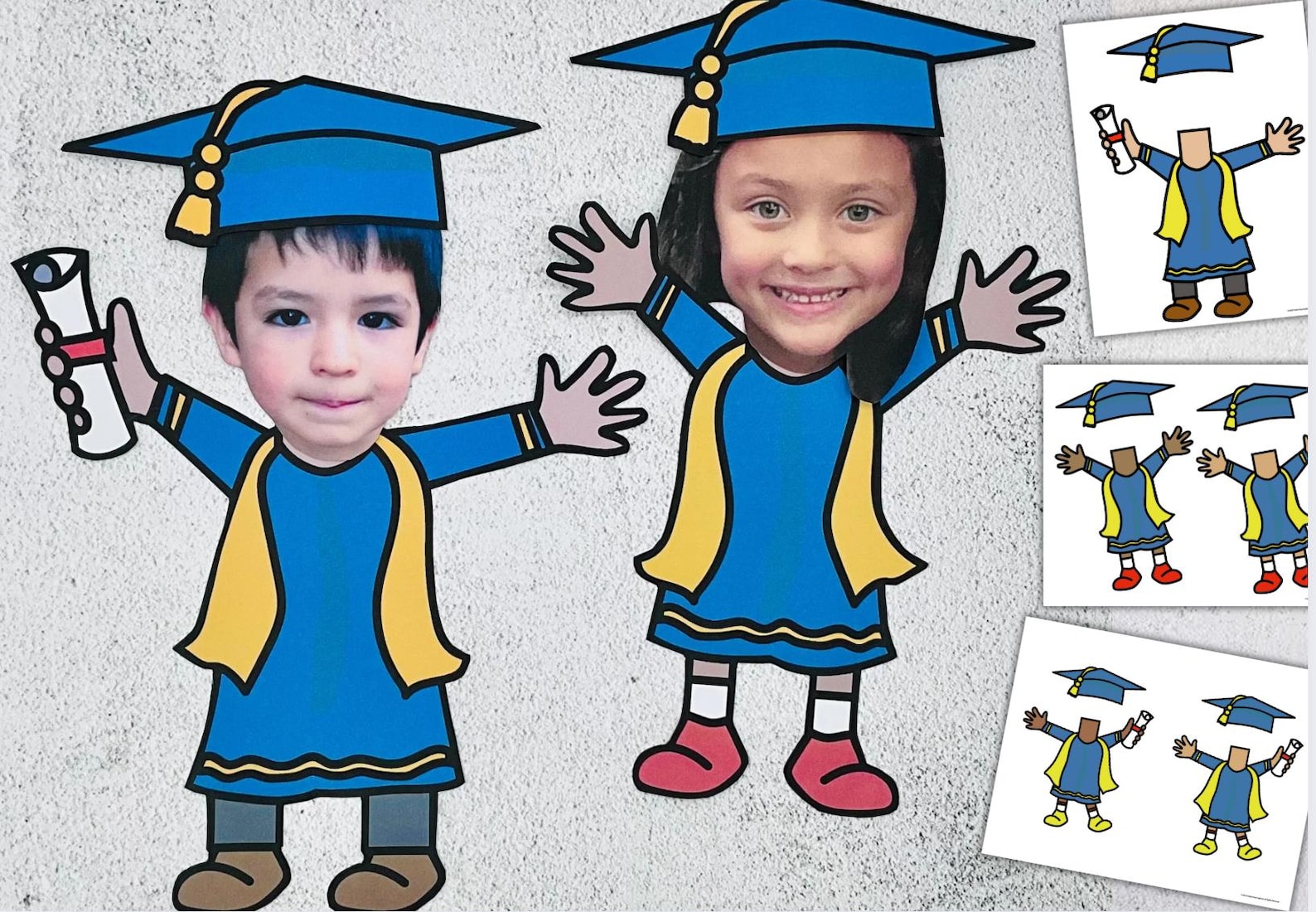 Blue Graduation Cap and Gown Template | End of Year Bulletin Board ...