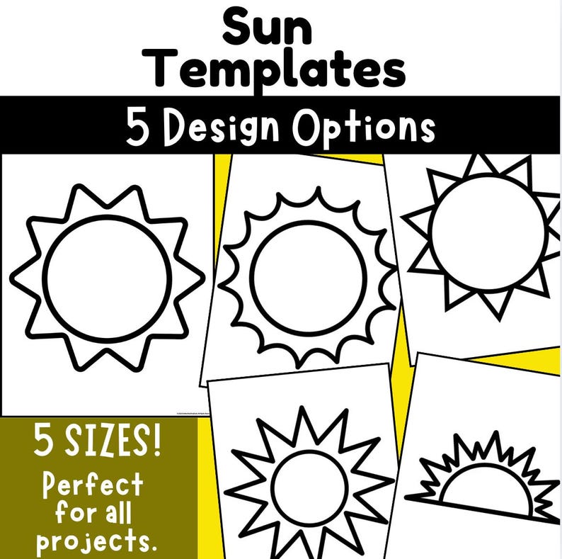 Sun Templates | 5 Sun Designs in 5 Sizes | Printable Sun Craft ...