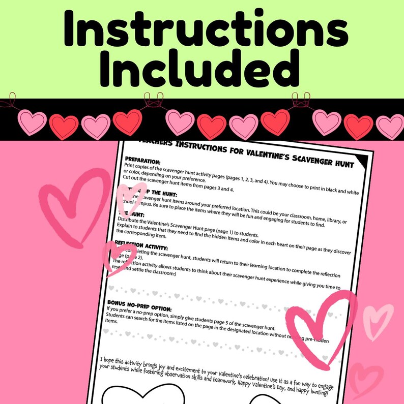 Valentine’s Day Scavenger Hunt for Kids | Low-prep & No-prep Classroom ...