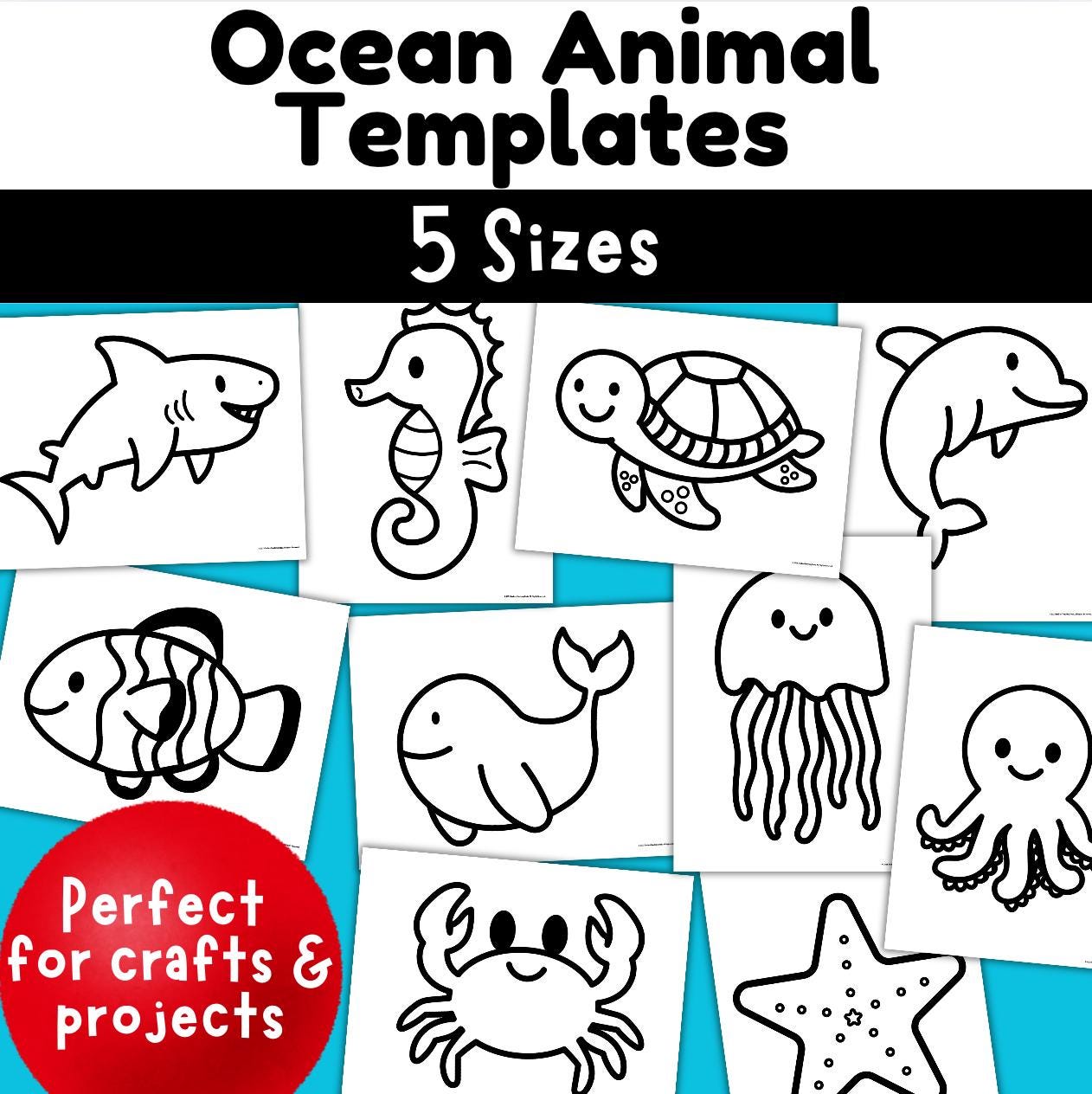 Ocean Animal Craft Templates: Printable Sea Creature Cutouts (PDF ...