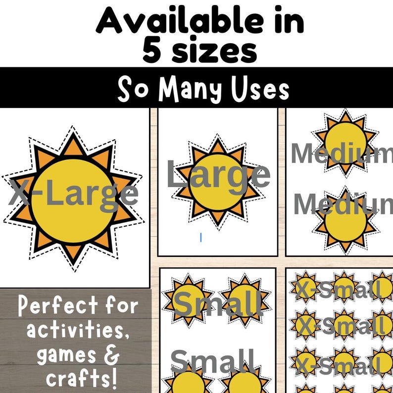Sun Cut-out Templates for Classroom Decor and Crafts | 5 Sizes ...