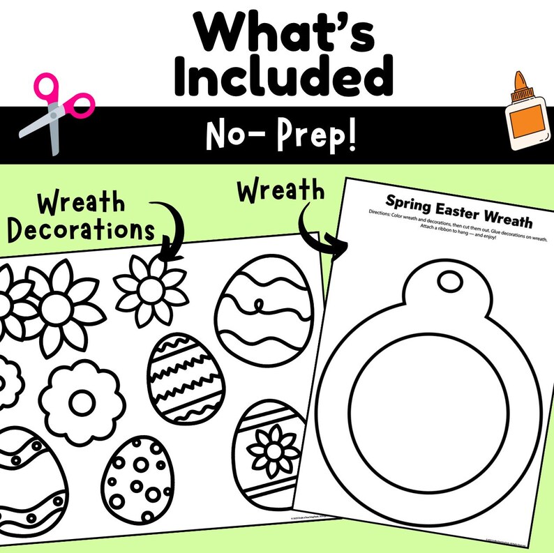 Easter Wreath Craft for Kids | Printable Spring Coloring Activity ...
