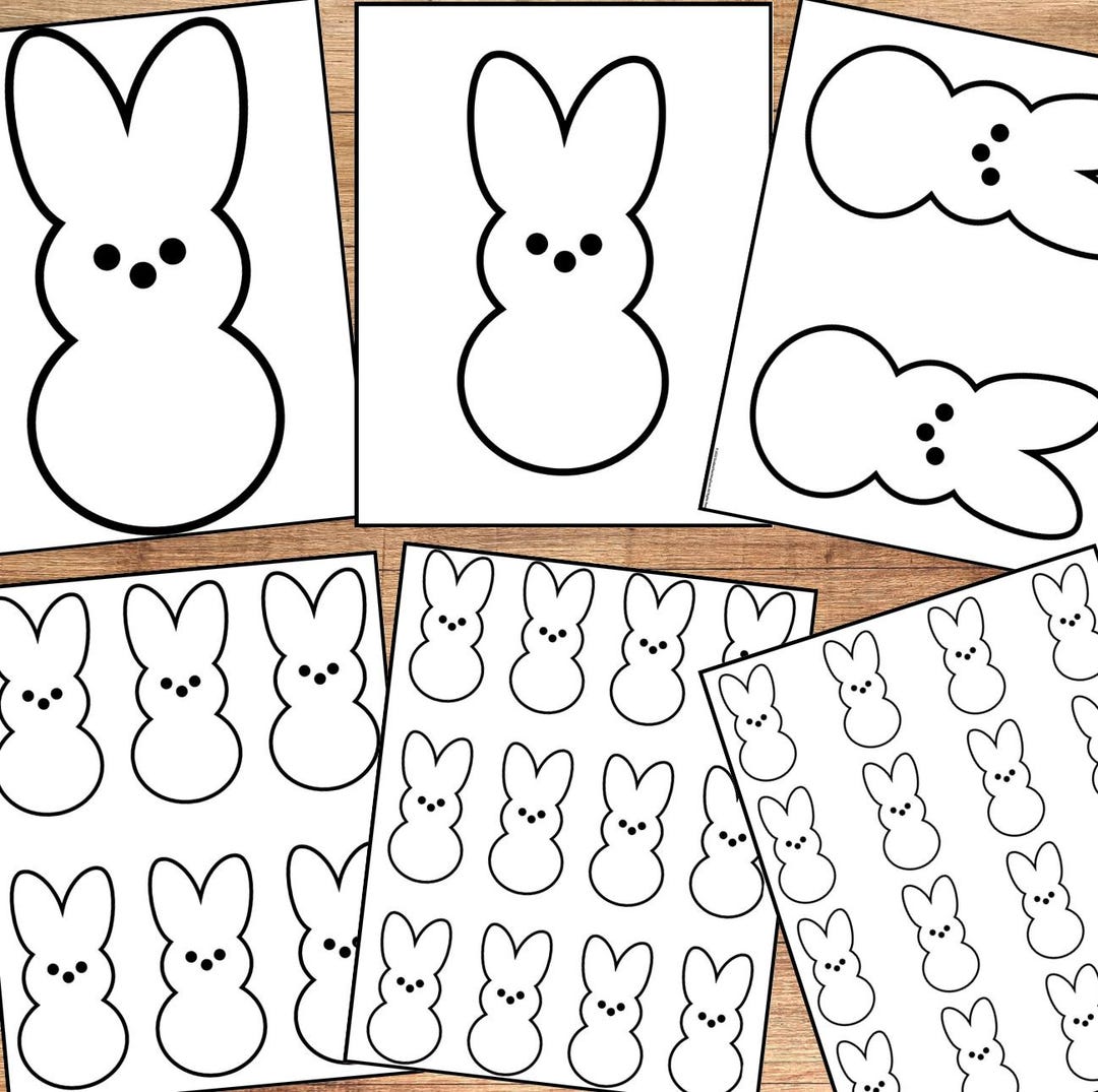 Printable Peeps Bunny Templates for Easter Crafts | 6 Sizes | With or ...