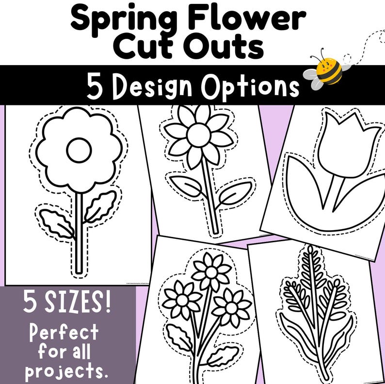 Printable Flower Cut-outs: Spring Bulletin Board Decor (digital ...