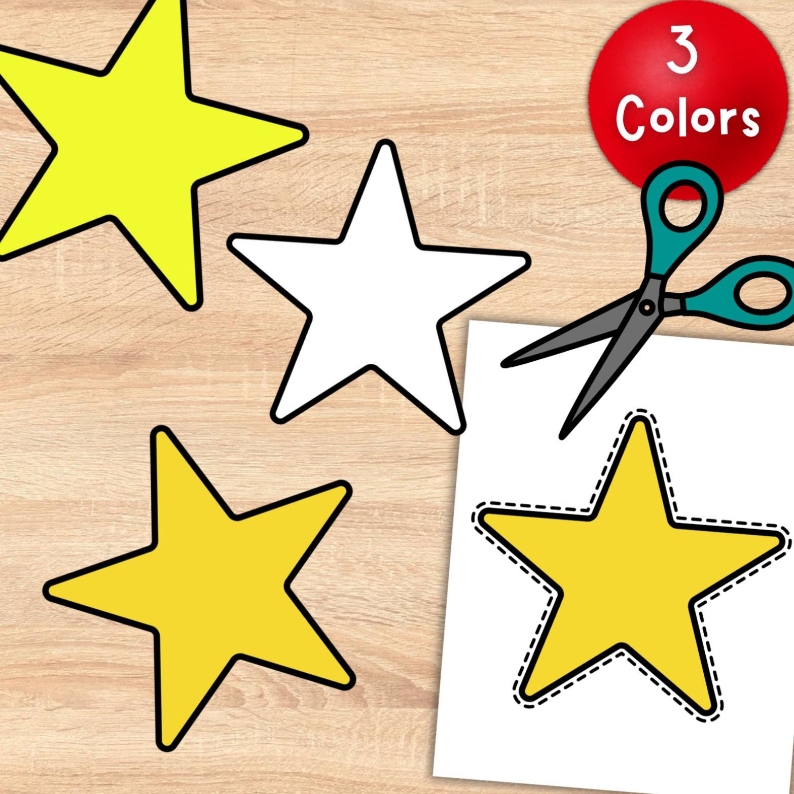 Printable Star Cutouts: Yellow & Black White Star Templates (PDF ...