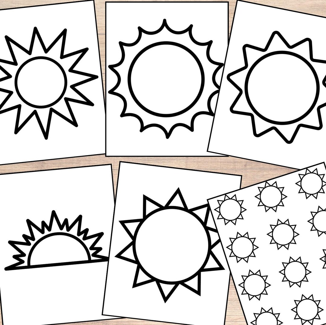 Sun Templates | 5 Sun Designs in 5 Sizes | Printable Sun Craft ...