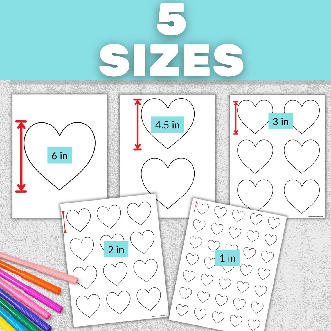 Heart Templates Printable | 2D Heart Shape Outlines for Tracing, Crafts ...
