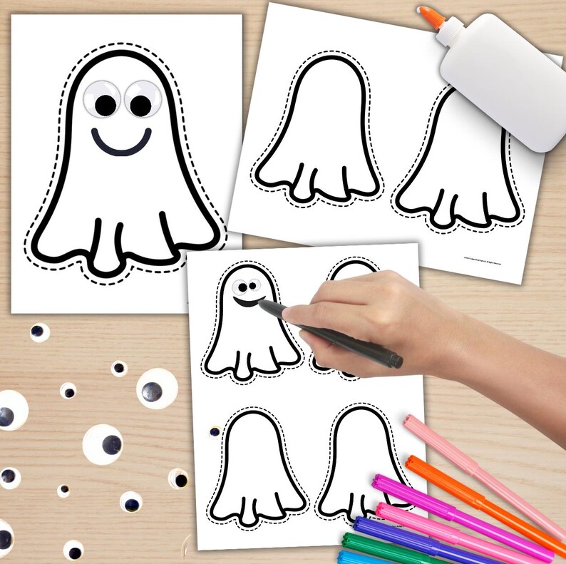 Printable Ghost Cutouts: Halloween Craft Activity for Kids (PDF ...