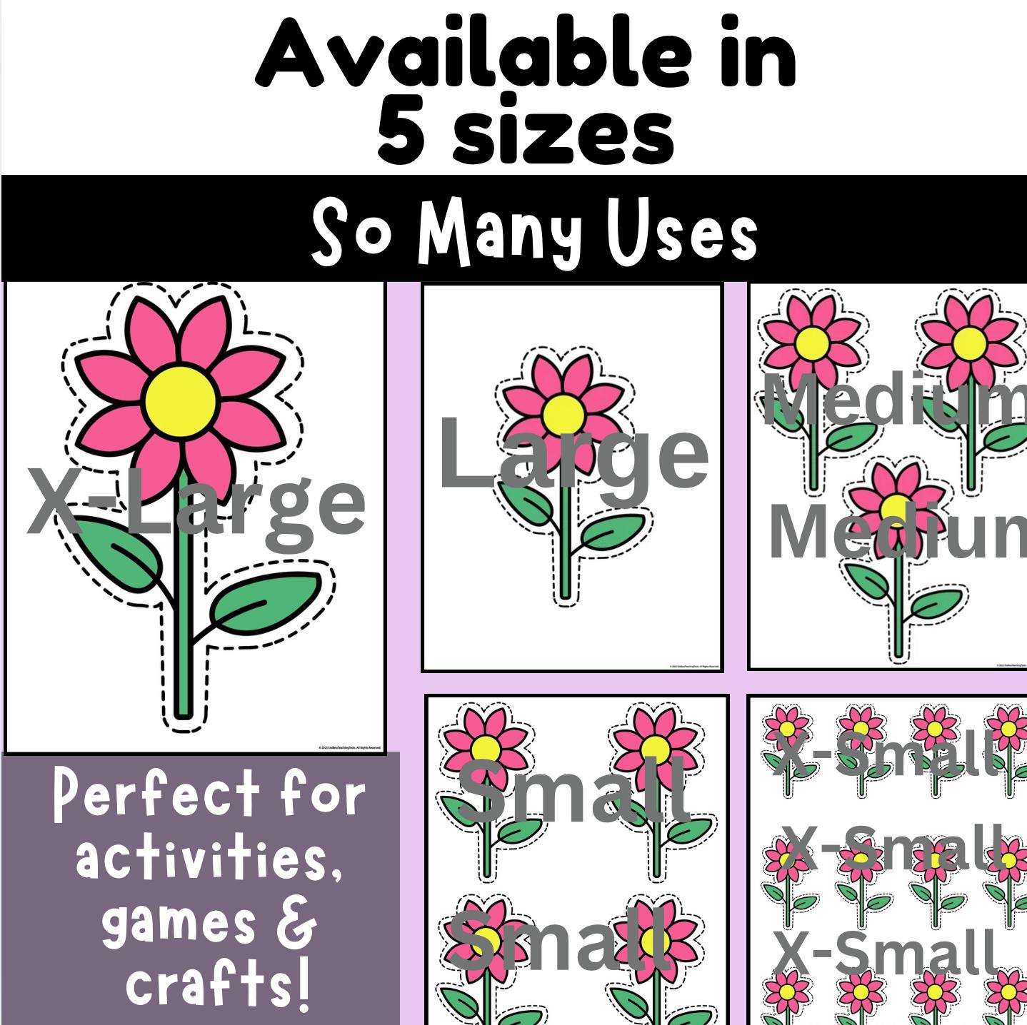 Colorful Flower Cut-outs – 5 Vibrant Designs and 5 Sizes | Printable ...