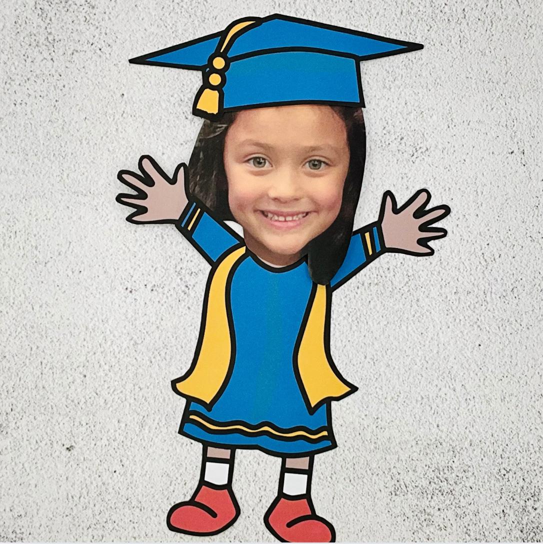 Blue Graduation Cap and Gown Template | End of Year Bulletin Board ...