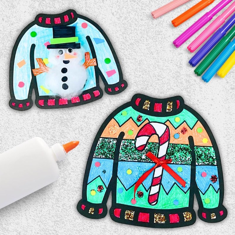 Ugly Christmas Sweater Template | DIY Holiday Craft, Coloring Pages ...