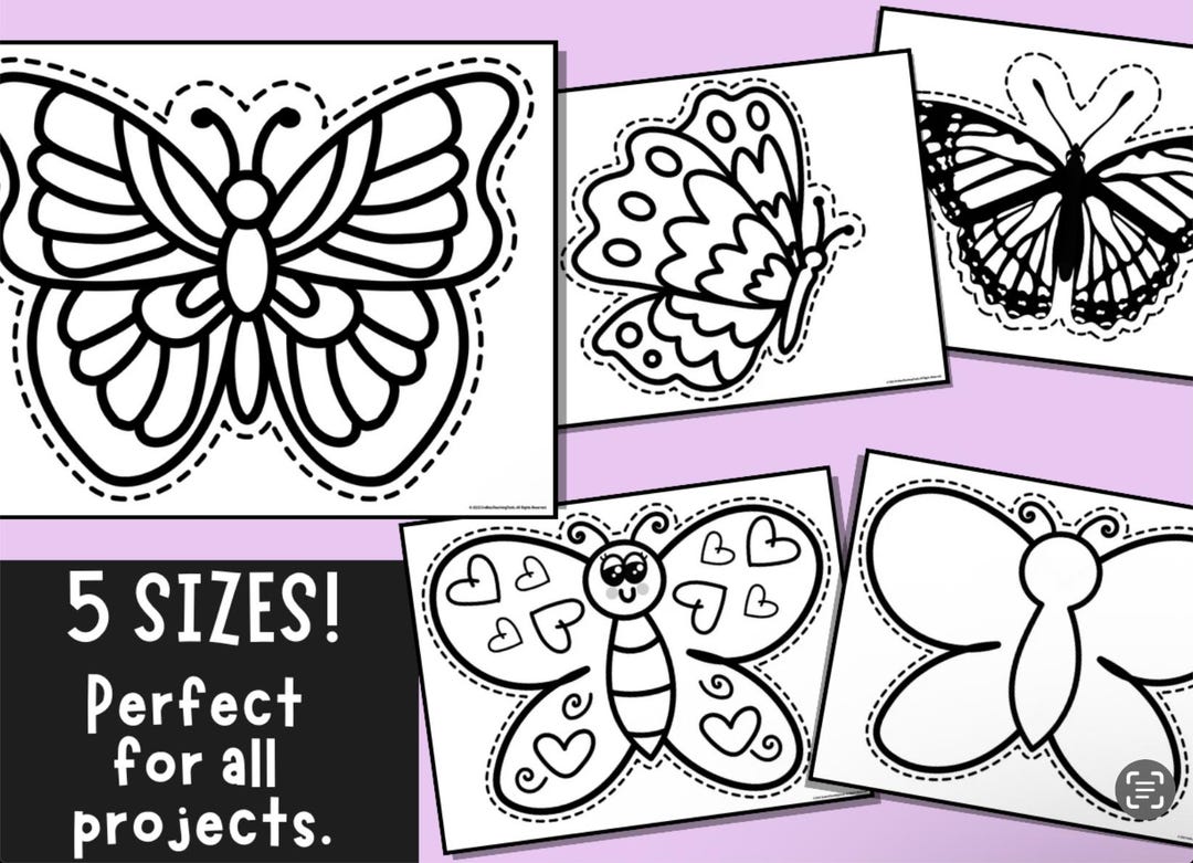 Butterfly Cutouts Printable: Spring Classroom Decor (5 Sizes) (PDF ...