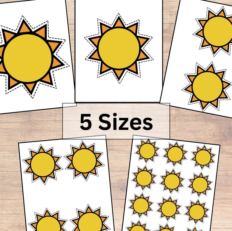 Sun Cut-out Templates for Classroom Decor and Crafts | 5 Sizes ...