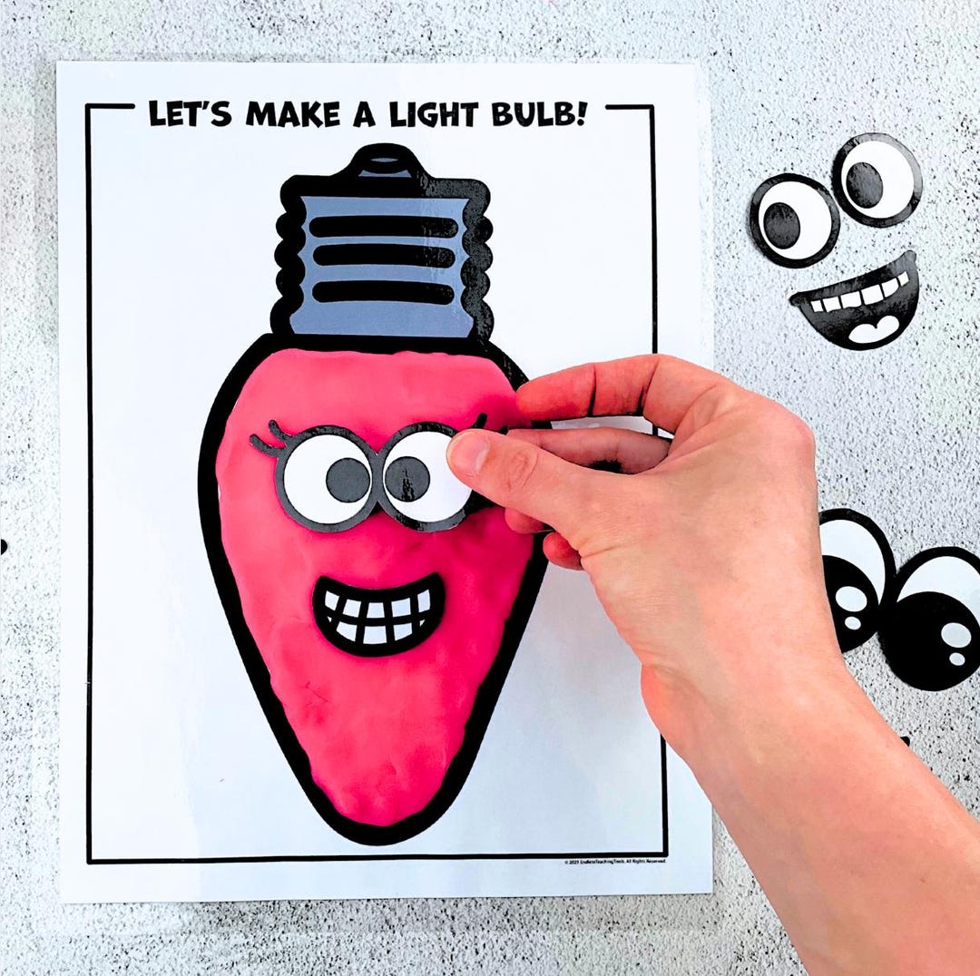 Christmas Light Bulb Playdough Mat | Holiday Playdough Activity for ...