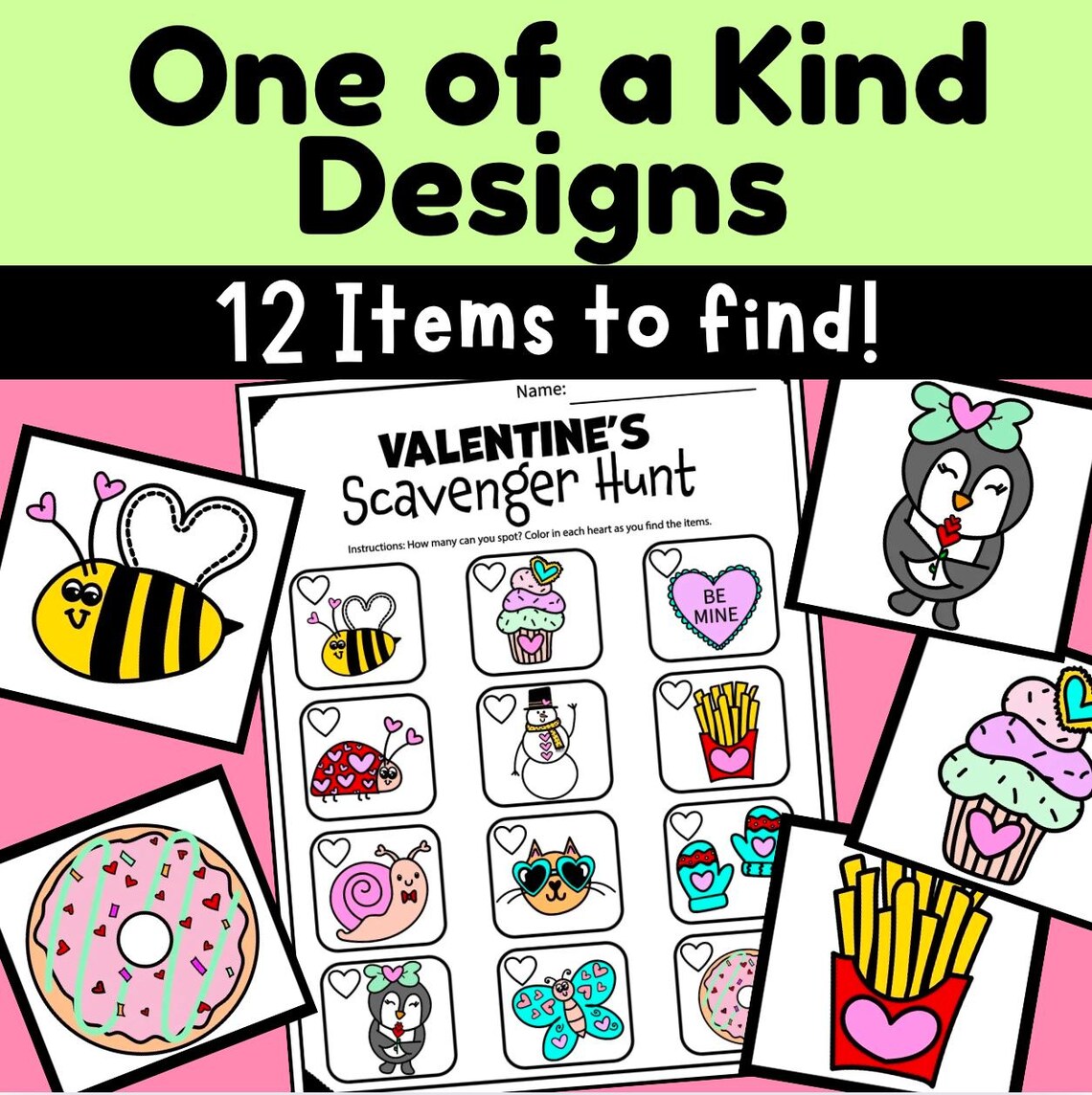 Valentine’s Day Scavenger Hunt for Kids | Low-prep & No-prep Classroom ...