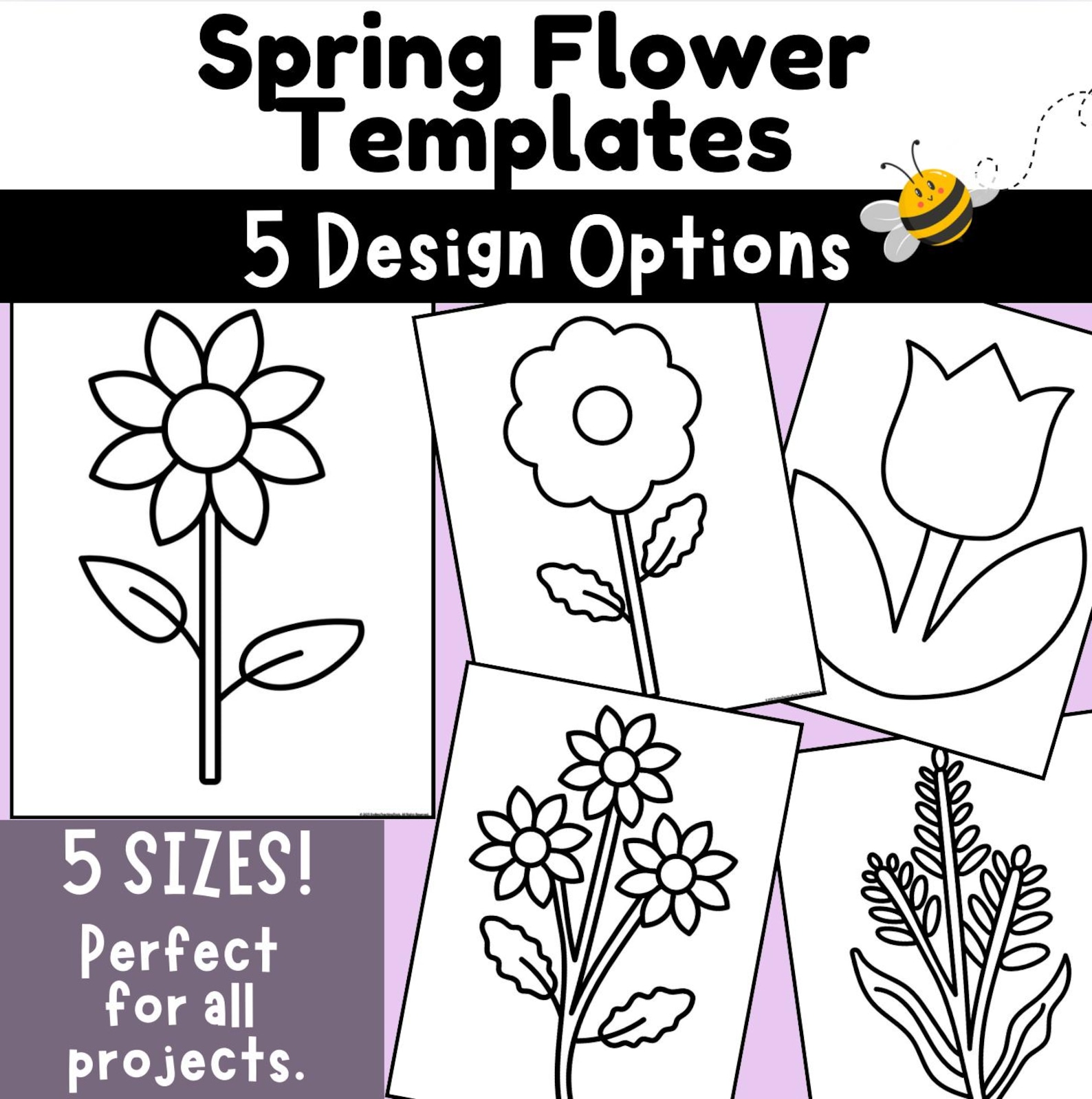 Spring Flower Templates: Coloring & Craft Stencils (digital Download ...