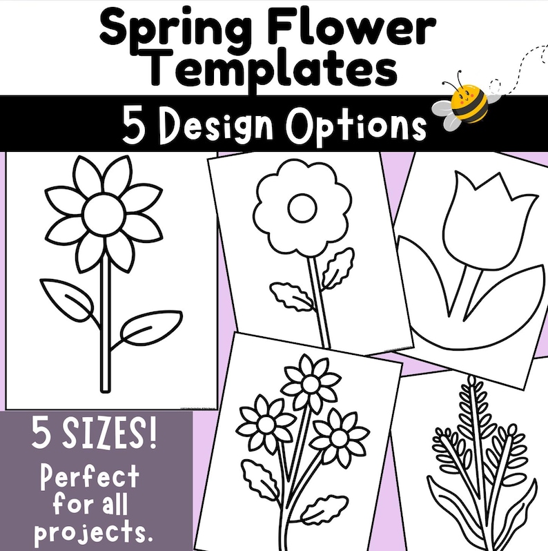 Spring Flower Templates: Coloring & Craft Stencils (digital Download ...