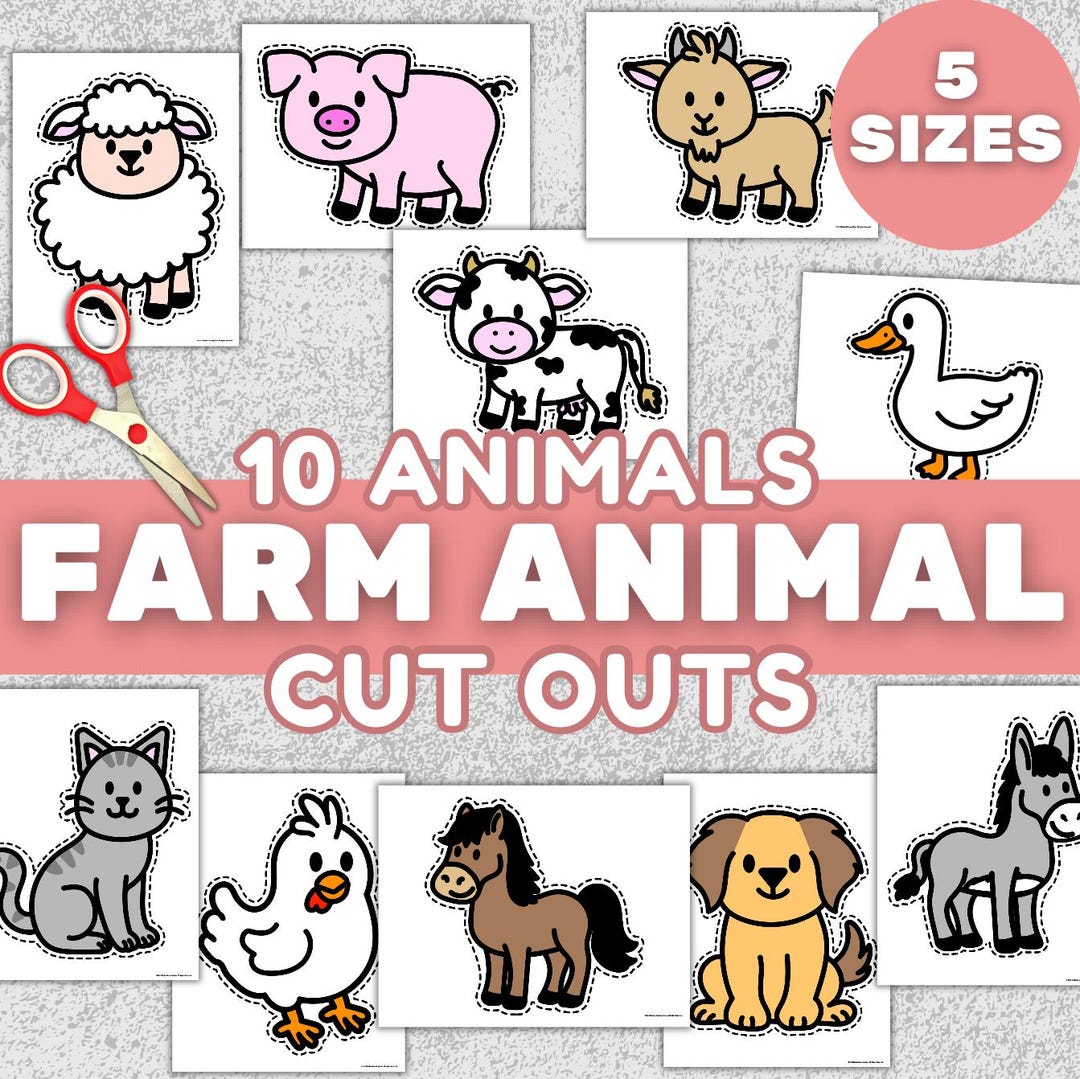 Printable Farm Animal Cut Outs | 10 Full-color Templates for Classroom ...