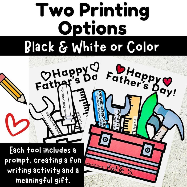 Printable Father’s Day Toolbox Craft From Kids | DIY Card or Full-page ...