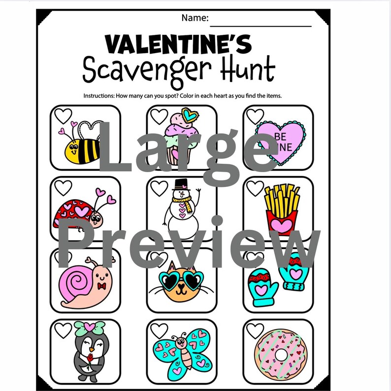 Valentine’s Day Scavenger Hunt for Kids | Low-prep & No-prep Classroom ...