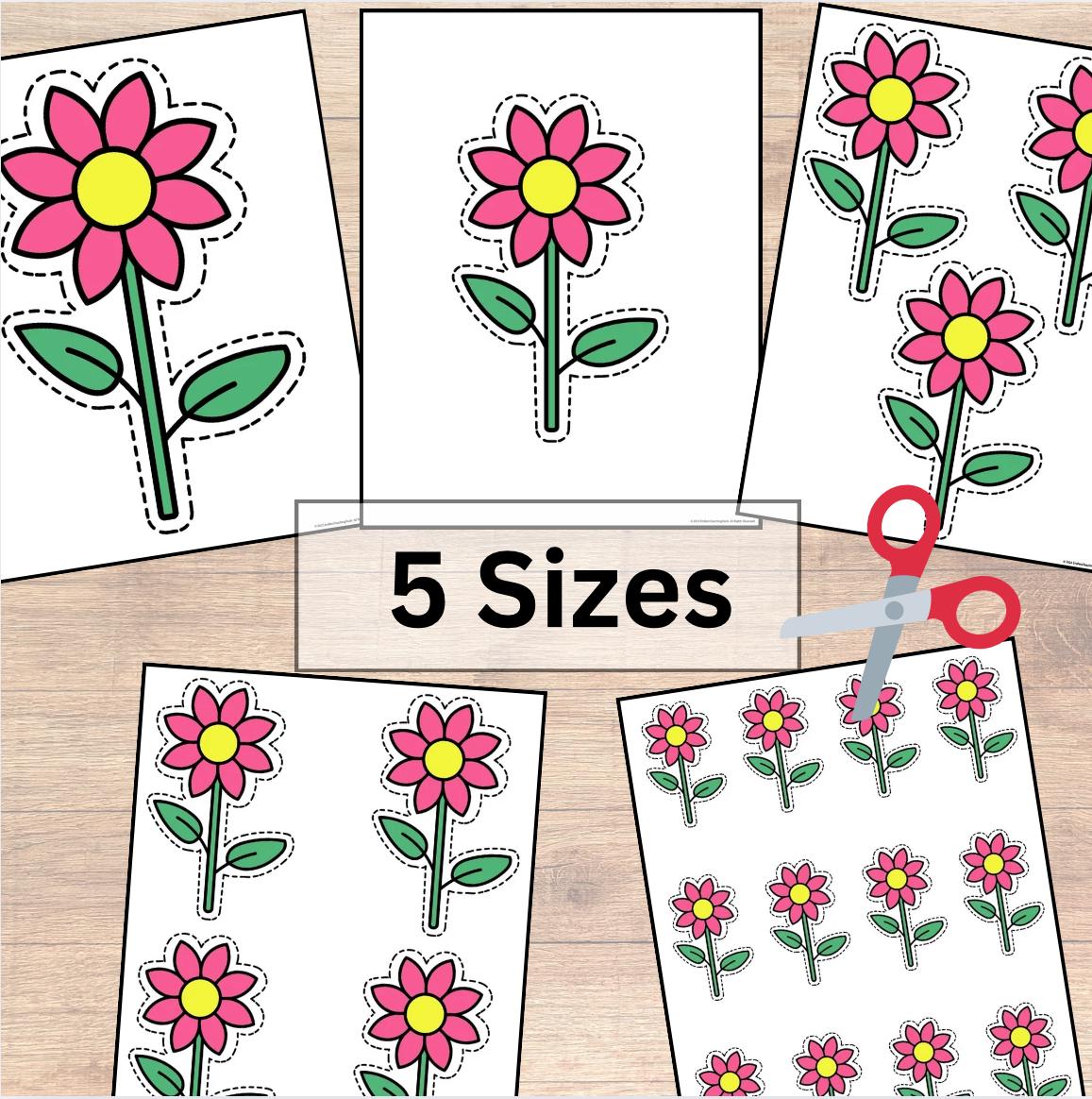 Colorful Flower Cut-outs – 5 Vibrant Designs and 5 Sizes | Printable ...