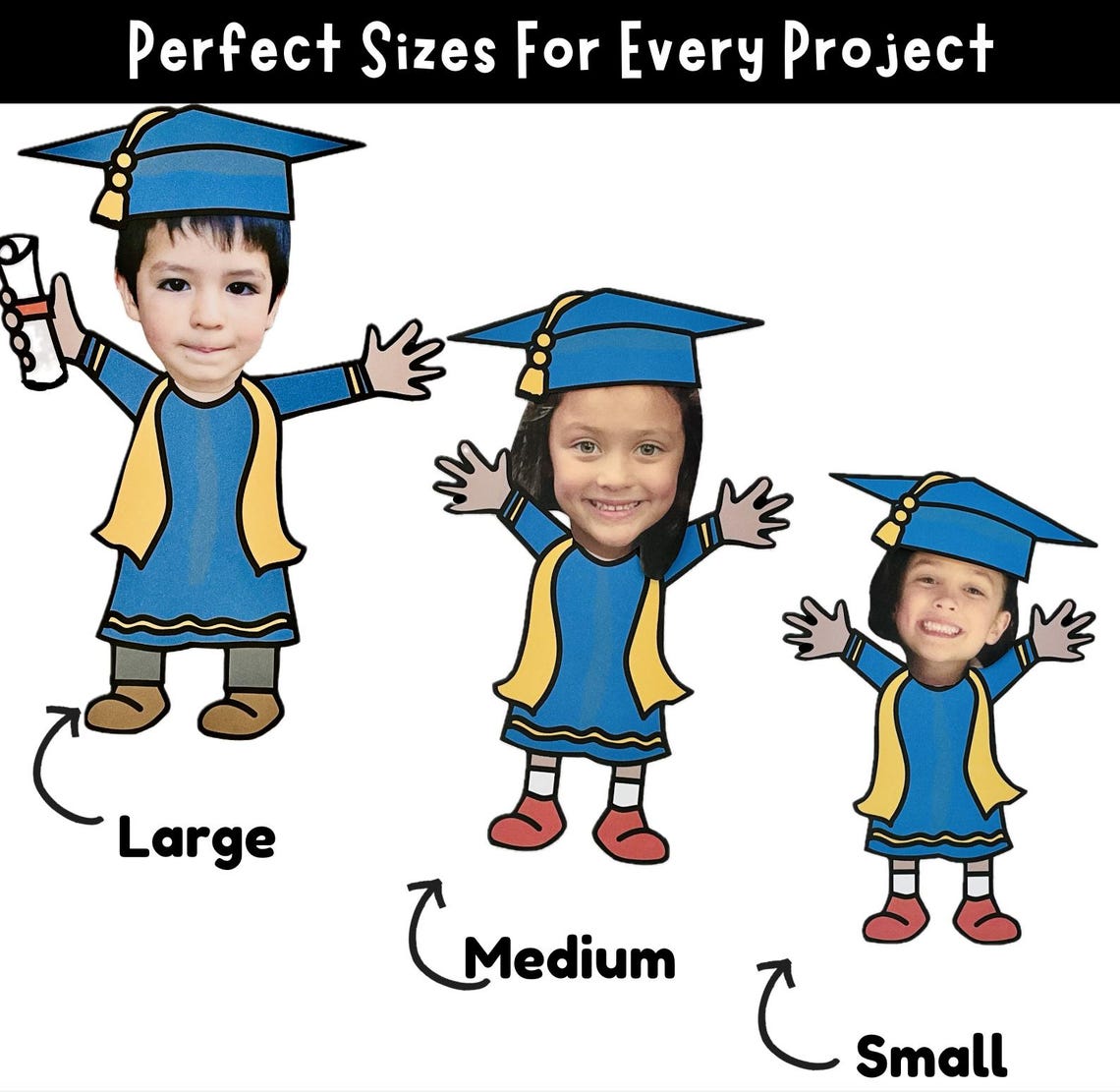 Blue Graduation Cap and Gown Template | End of Year Bulletin Board ...