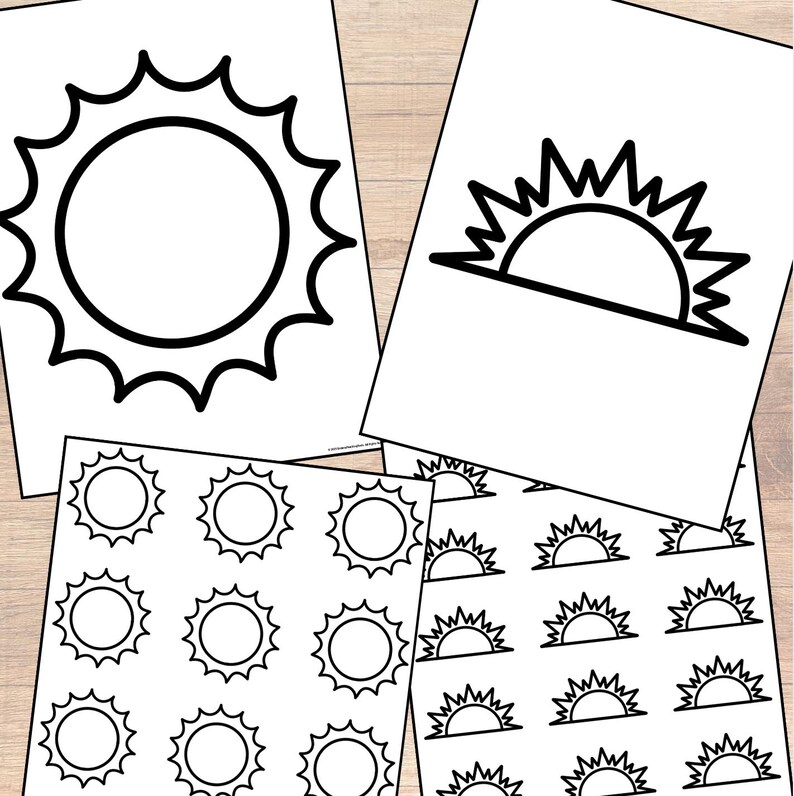 Sun Templates | 5 Sun Designs in 5 Sizes | Printable Sun Craft ...