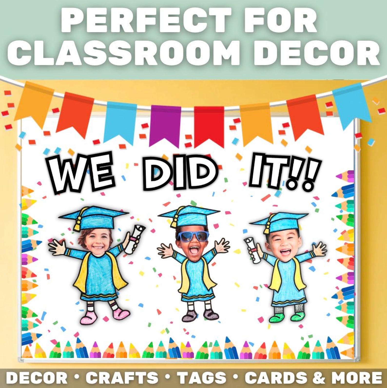 Graduation Cap and Gown Template: Photo Keepsake Craft (PDF Download ...