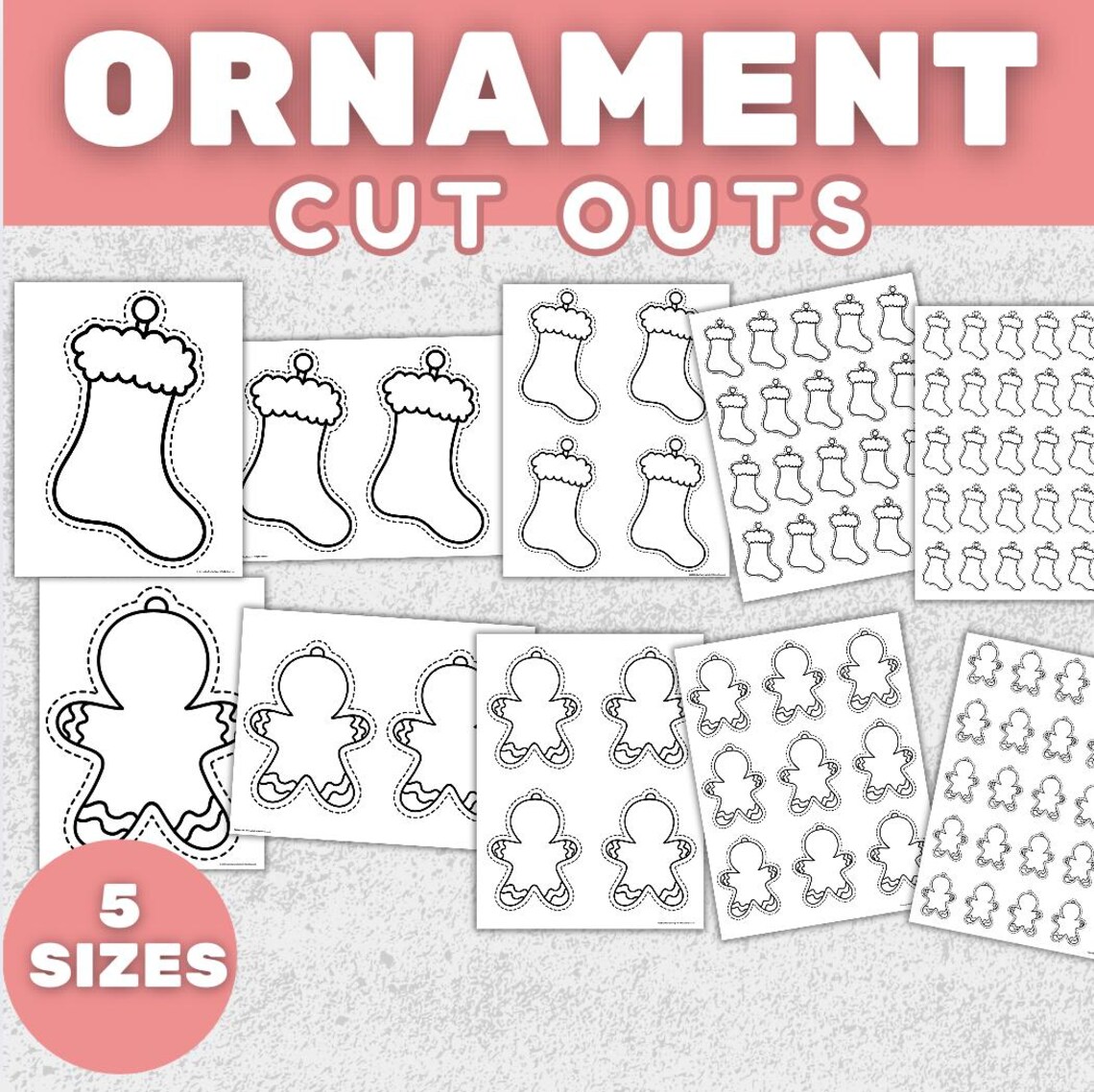 Printable Christmas Ornament Cut-outs | 5 Blank Ornament Templates for ...