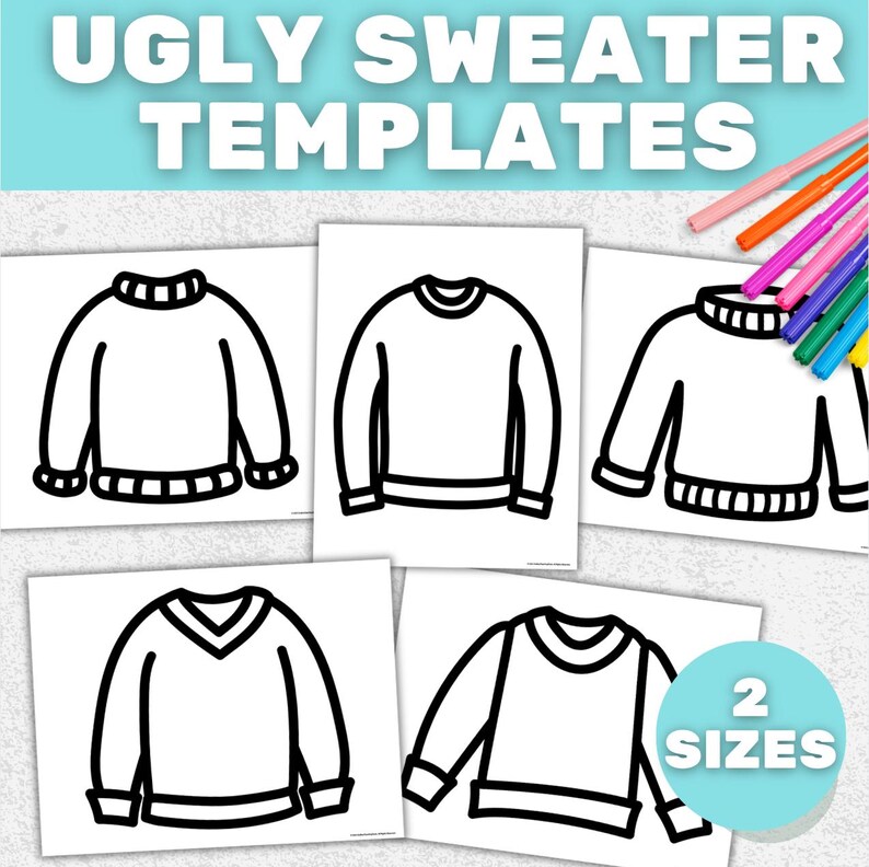 Ugly Christmas Sweater Template | DIY Holiday Craft, Coloring Pages ...