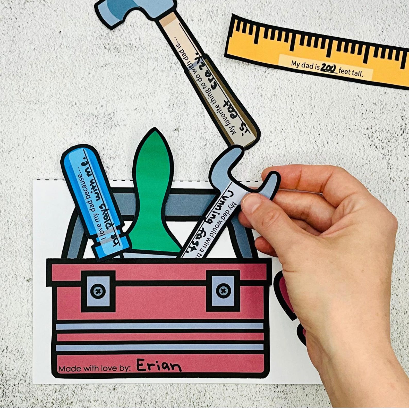Printable Father’s Day Toolbox Craft From Kids | DIY Card or Full-page ...