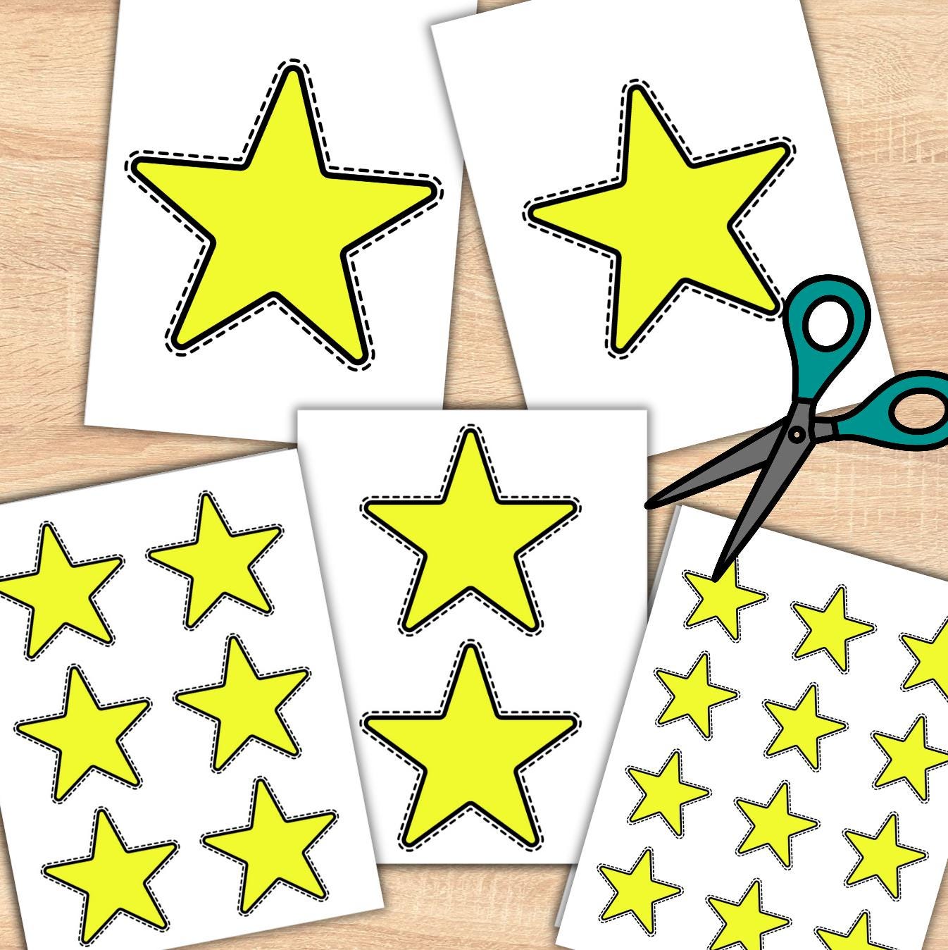 Printable Star Cutouts: Yellow & Black White Star Templates (PDF ...