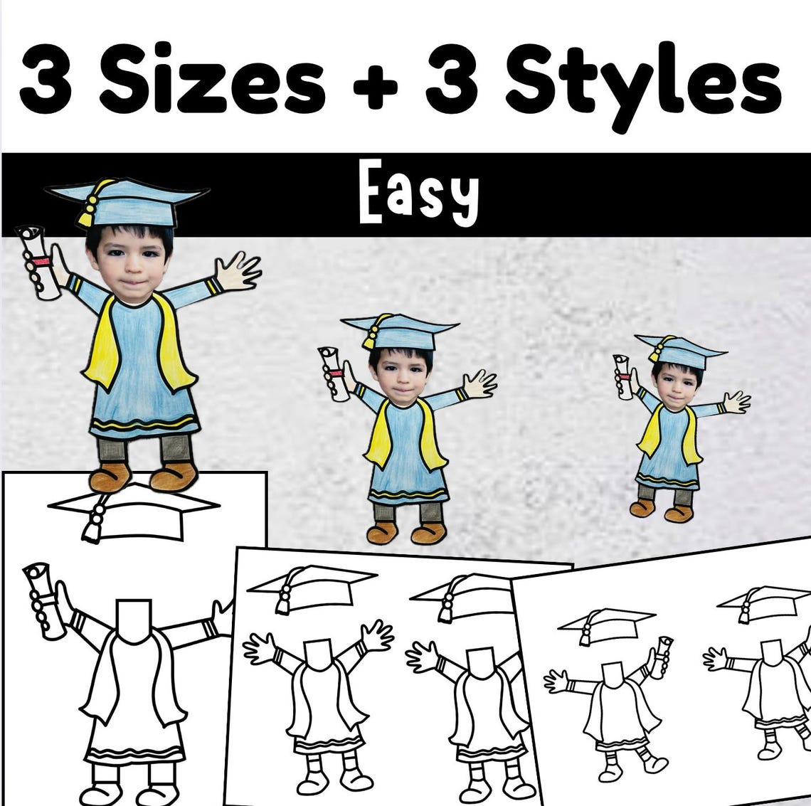 DIY Graduation Cap and Gown Template: Photo Keepsake Craft (PDF ...
