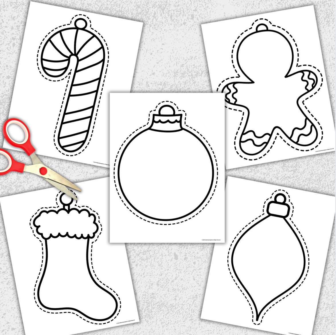 Printable Christmas Ornament Cut-outs | 5 Blank Ornament Templates for ...