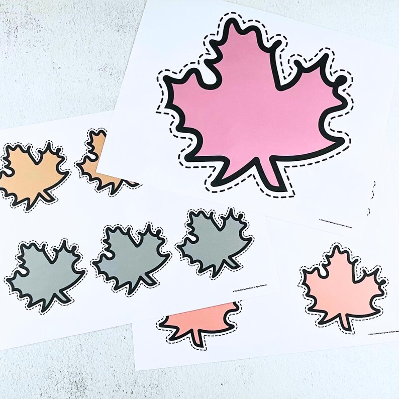 Fall Leaf Cutouts: Boho Colors, 5 Designs, Classroom Decor (digital ...