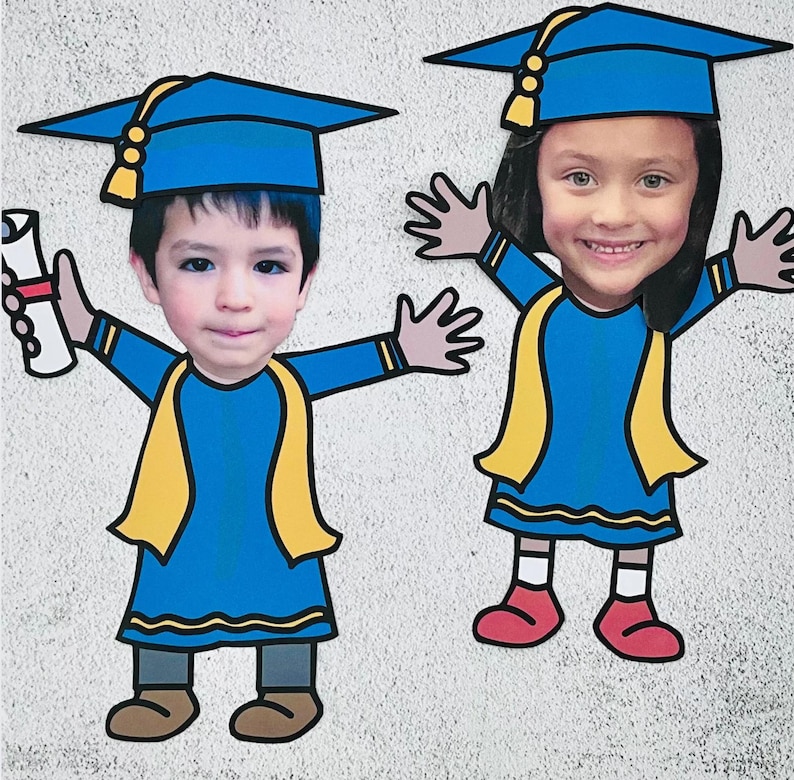 Blue Graduation Cap and Gown Template | End of Year Bulletin Board ...