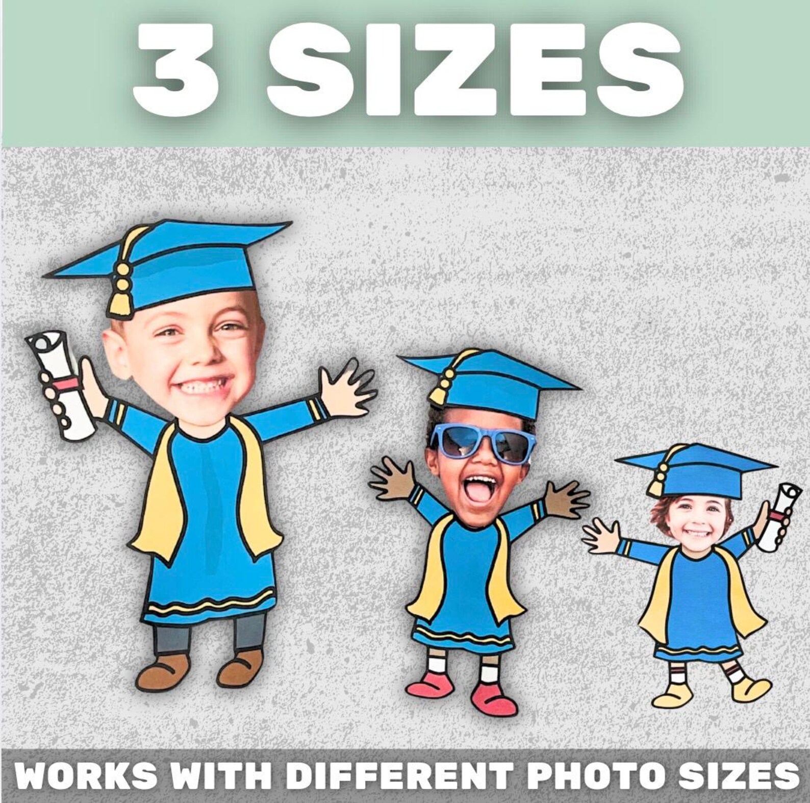 Blue Graduation Cap and Gown Craft | Student Photo Keepsake (PDF) - Etsy